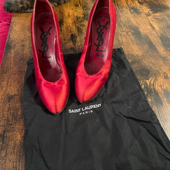 Yves Saint Laurent | Shoes | Ysl Red Satin Pumps | Poshmark